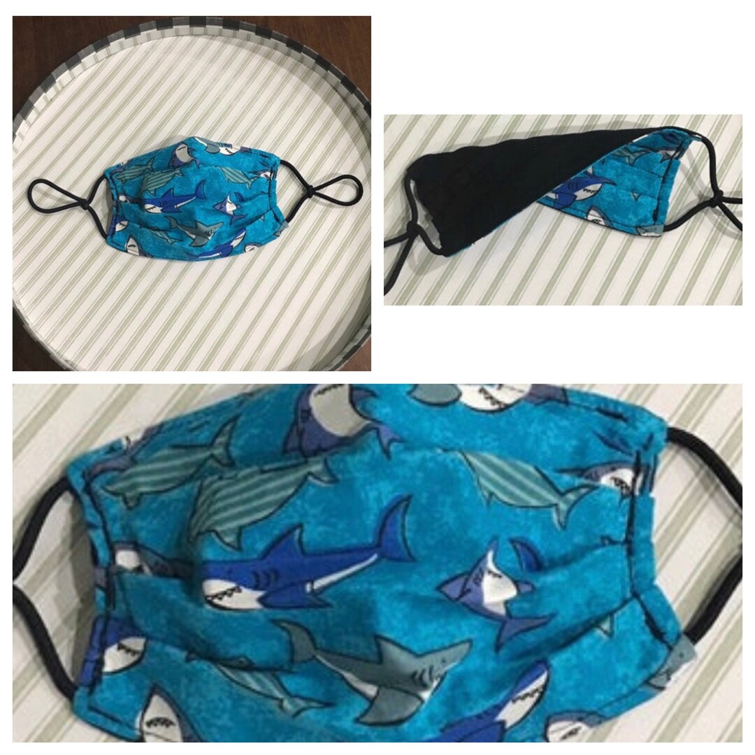 Shiver of Sharks on Ocean Blue Print Face Cover/mask Stretch Elastic ...