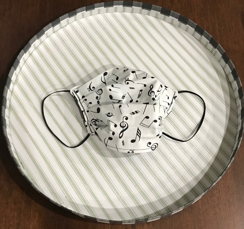 Musical Symbols Notes Theme Print Face Cover Mask Stretch Elastic Over ...