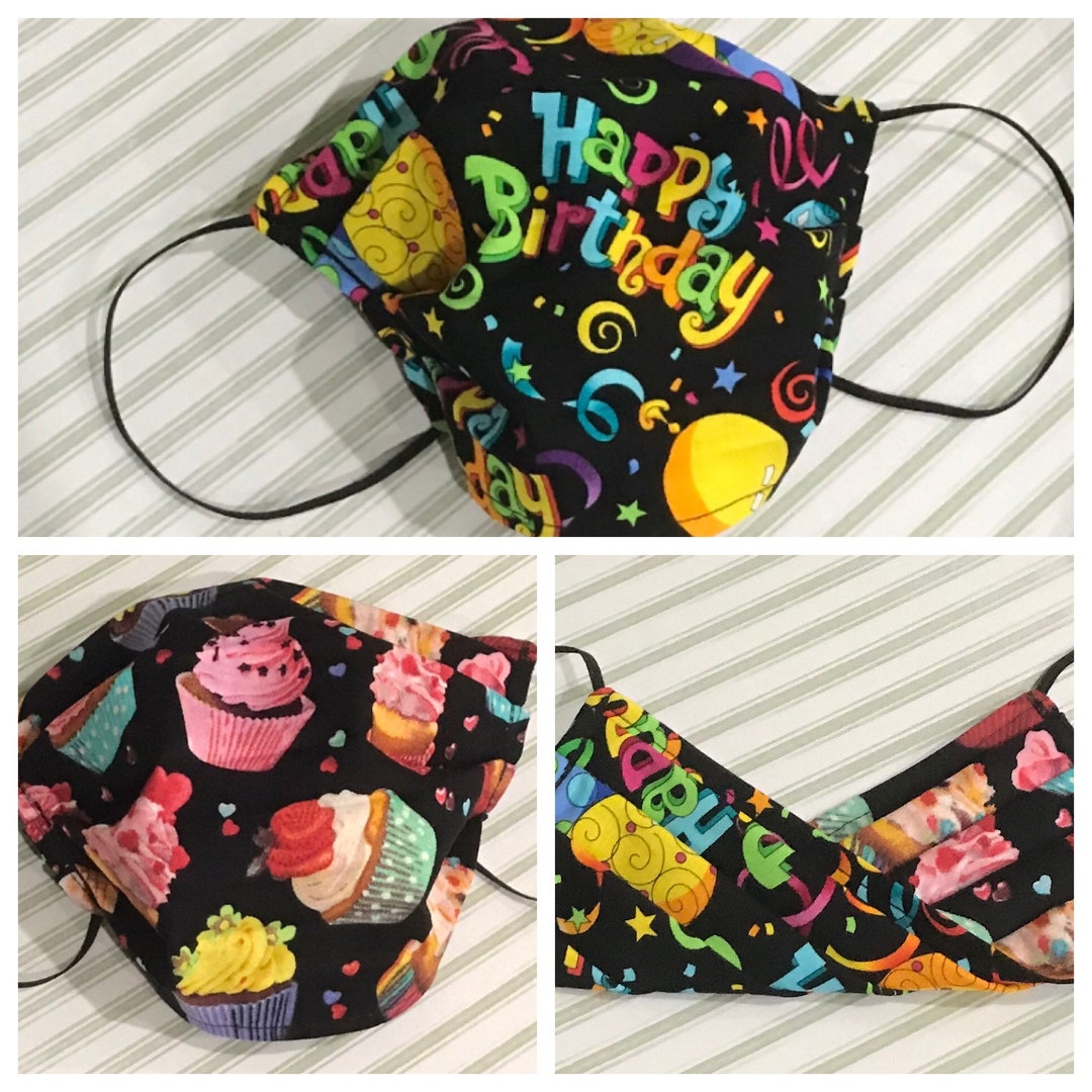Happy Birthday Celebration With Reversible Cupcake Face Cover Mask ...