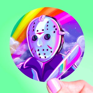 Rainbow Jason Sticker, Vinyl Sticker, 80s Stickers, Jason Voorhees ...