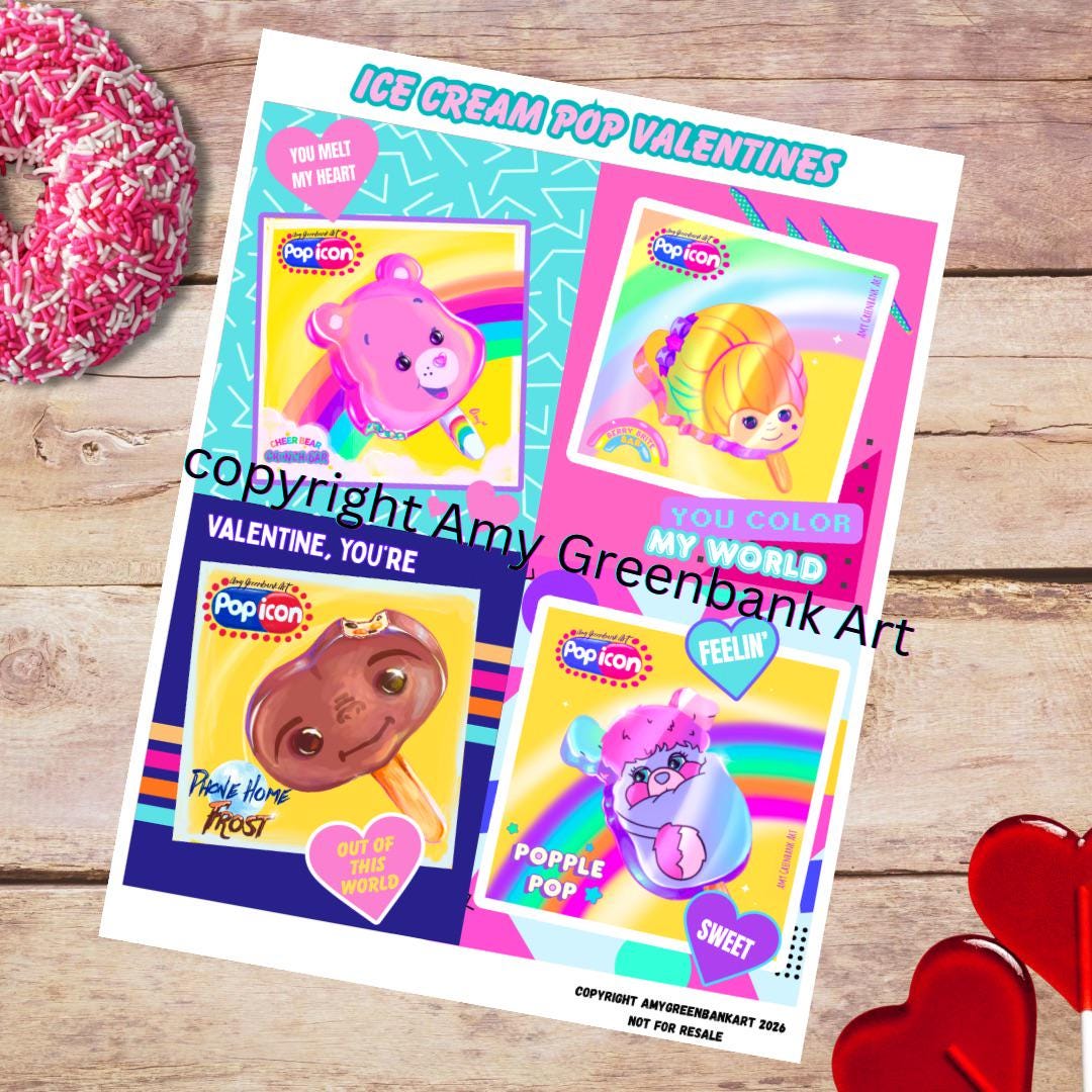 80s Girl Ice Cream Pop Valentines, 80s 90s Characters, Popsicles, Retro ...