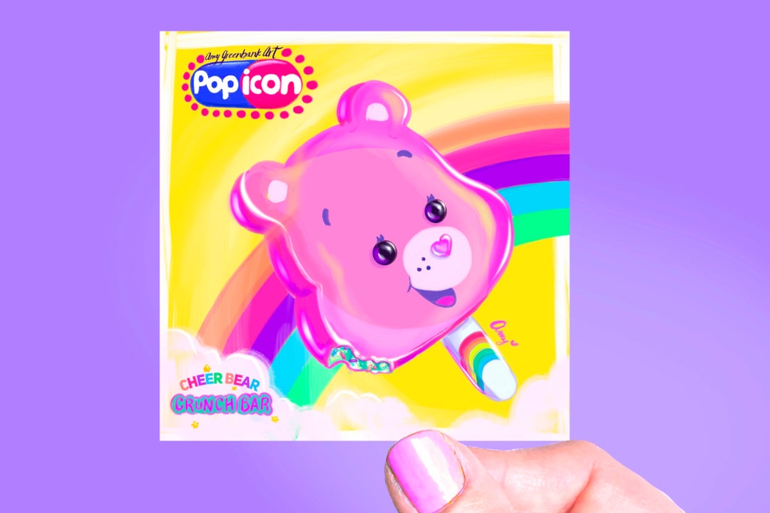Cheer Bear Popsicle Sticker, Vinyl Sticker, 80’s Stickers, Ice Cream ...