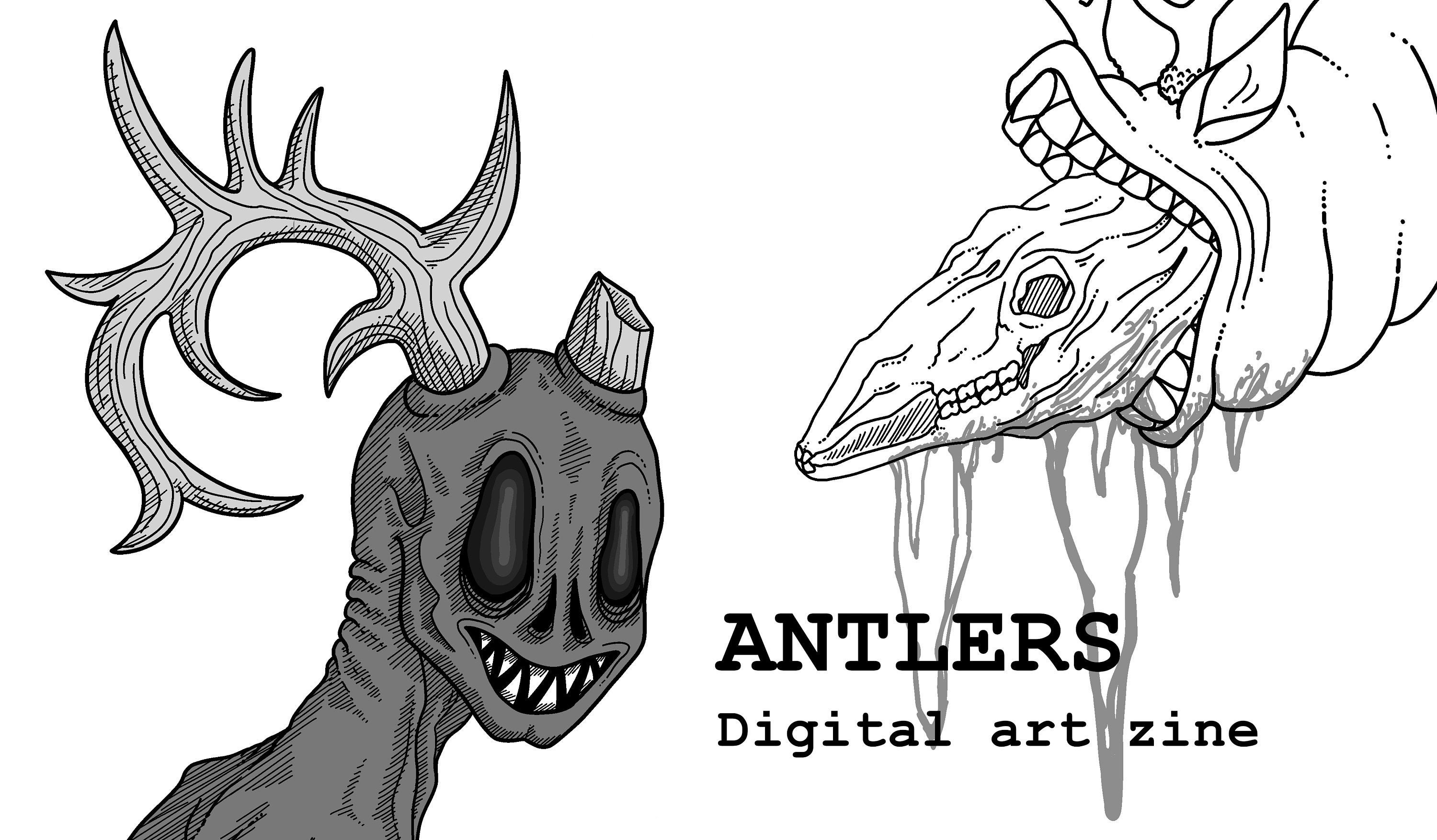 ANTLERS - Digital Art Zine (horror) - Etsy