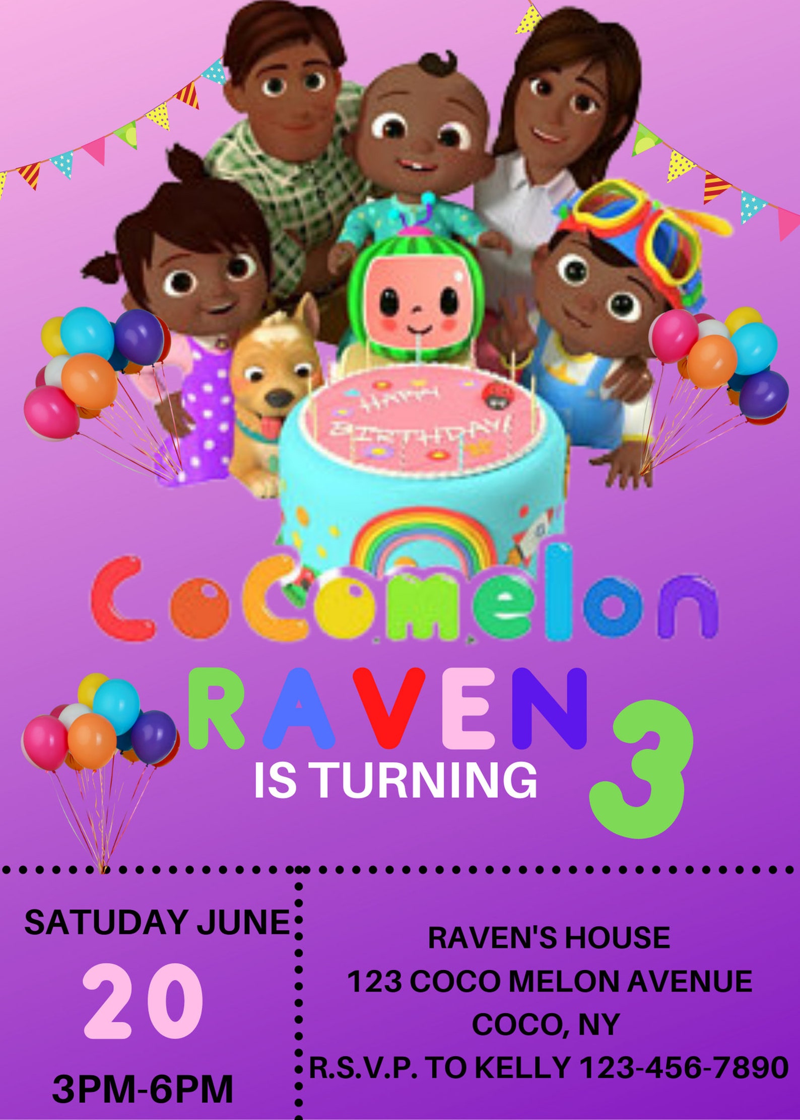 Cocomelon Birthday Invitation Template Printable Cocomelon Etsy Canada
