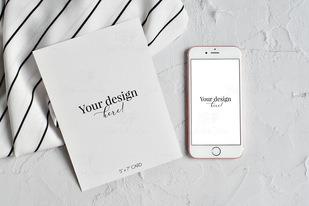 IPhone and Card Mockup, E-invite Mockup, Smart Object (JPG, PSD) - Etsy