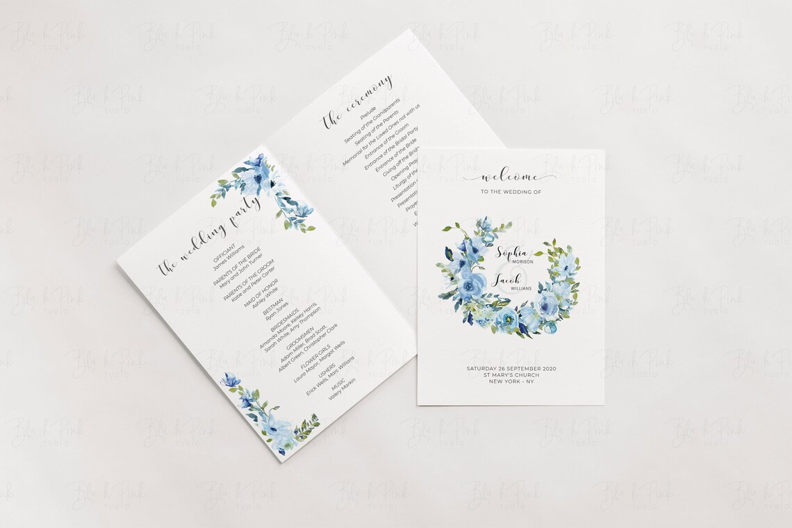 5x7 Card Mockup, Folded Bifold Wedding Program, Smart Object (JPG, PSD ...