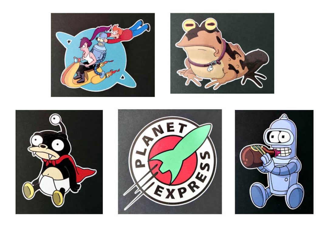 Futurama Decals Full Color Planet Express Baby Bender Leela Fry Bender ...