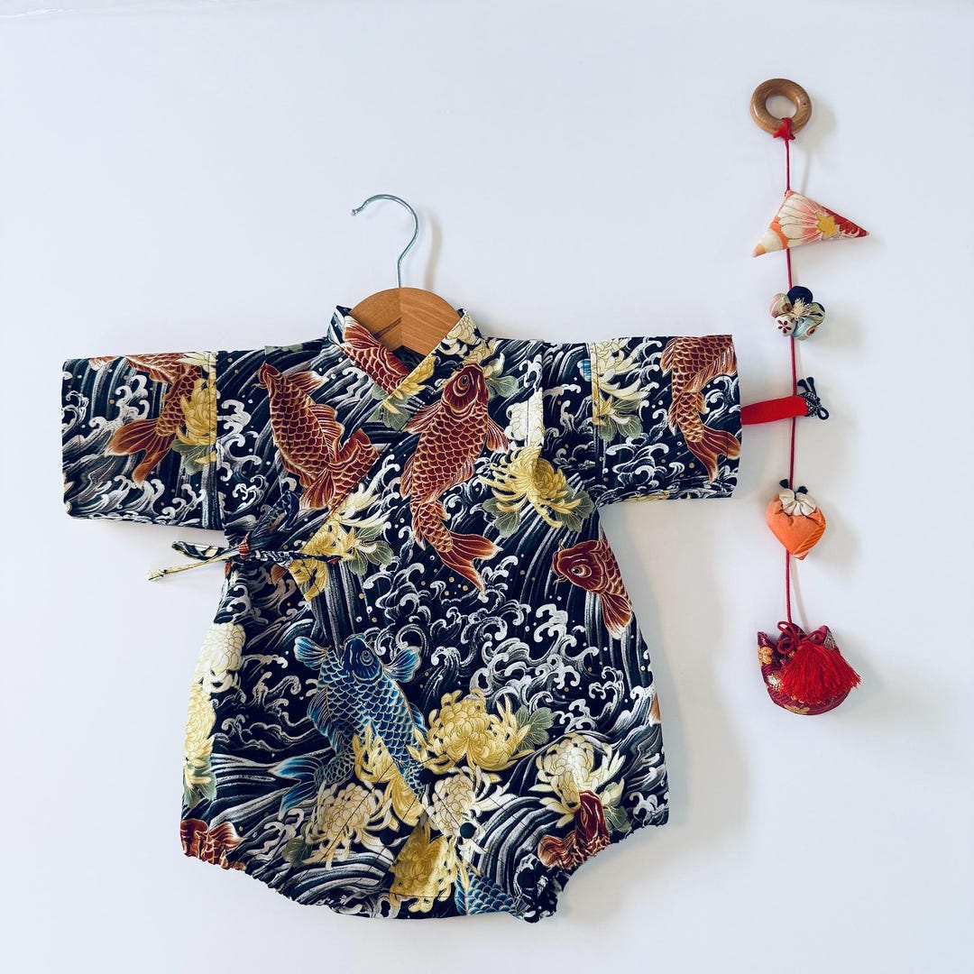 Koi Fish Baby Jinbei, Baby Clothes, Baby Shower, Boy and Girl, Summer ...