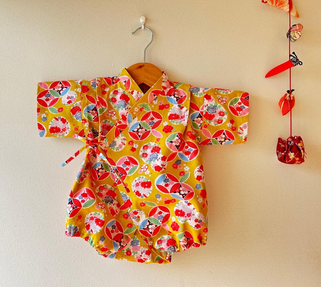Baby Kimono, Baby Jinbei, Summer, Birthday Present, Yellow, Newborn ...