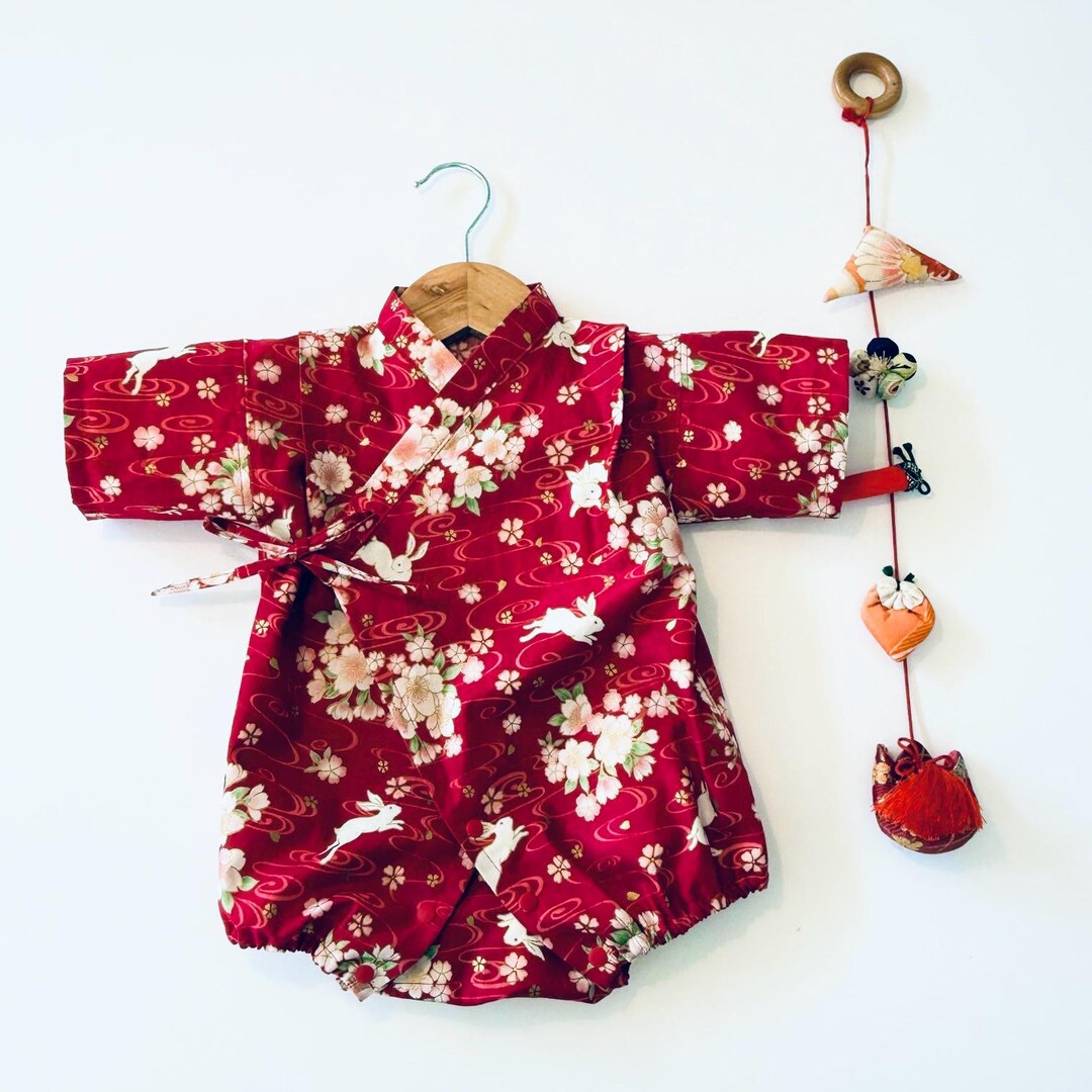 Hinamatsuri, Rabbit Baby Jinbei, Made in Japan, Handmade, Baby Shower ...