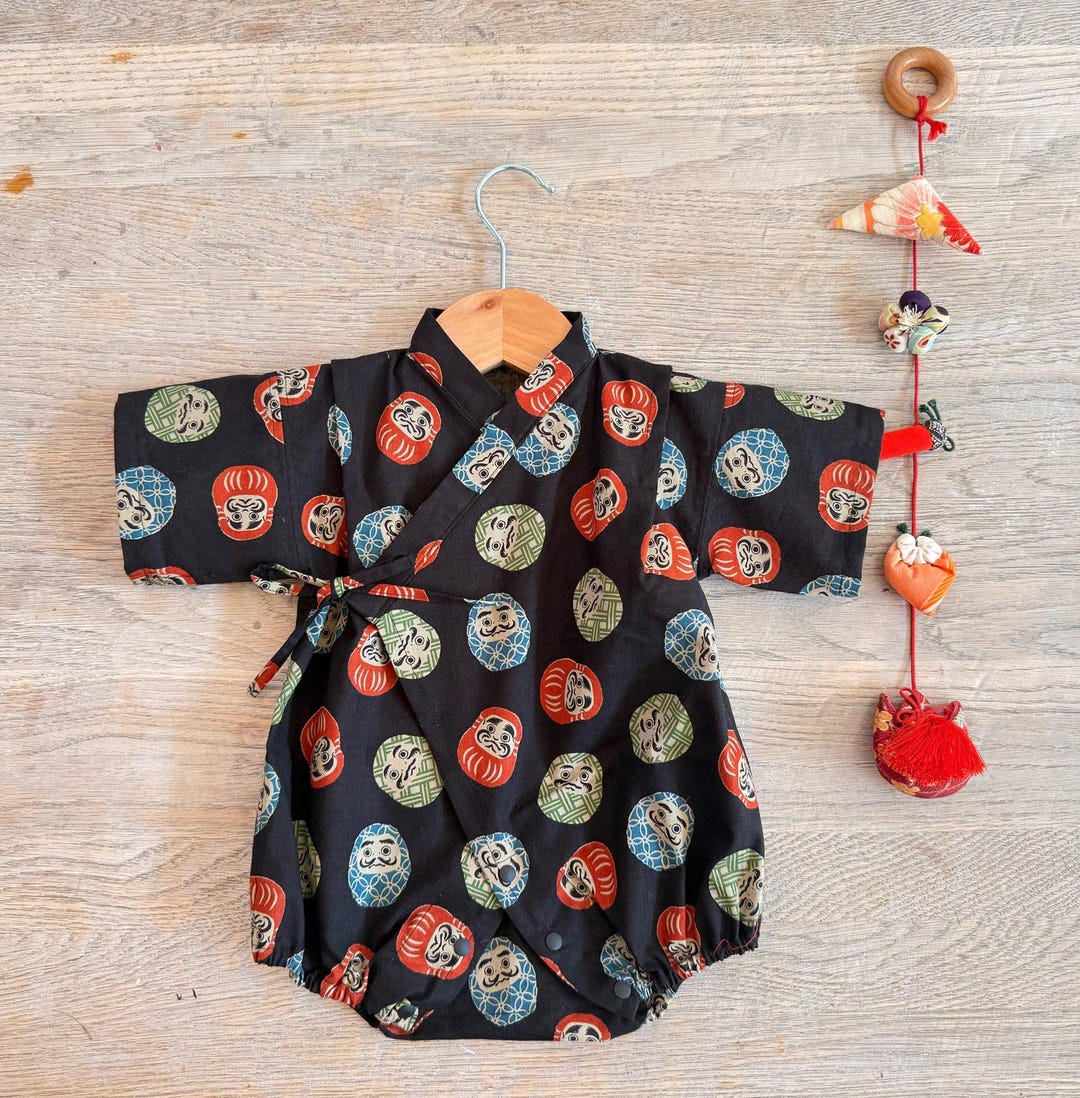 Daruma Baby Kimono, Baby Jinbei, Japanese, New Year, Birthday Present ...
