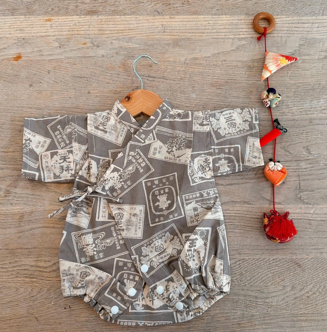 Baby Jinbei Romper, Sake Label Print, Japanese Kimono, Made in Japan - Etsy