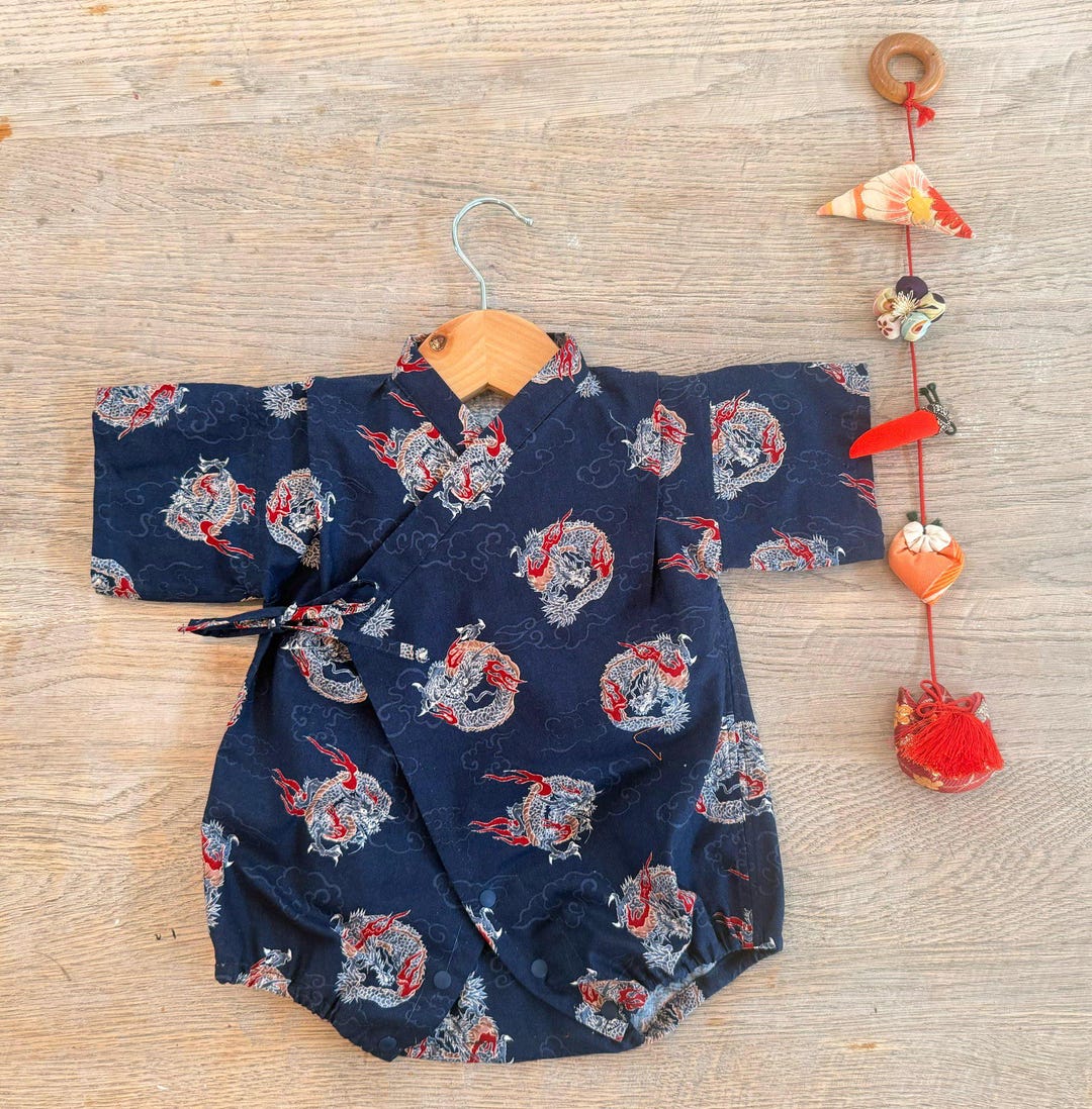 Dragon Baby Kimono, Baby Jinbei, Made in Japan, Asian, Newborn Baby ...
