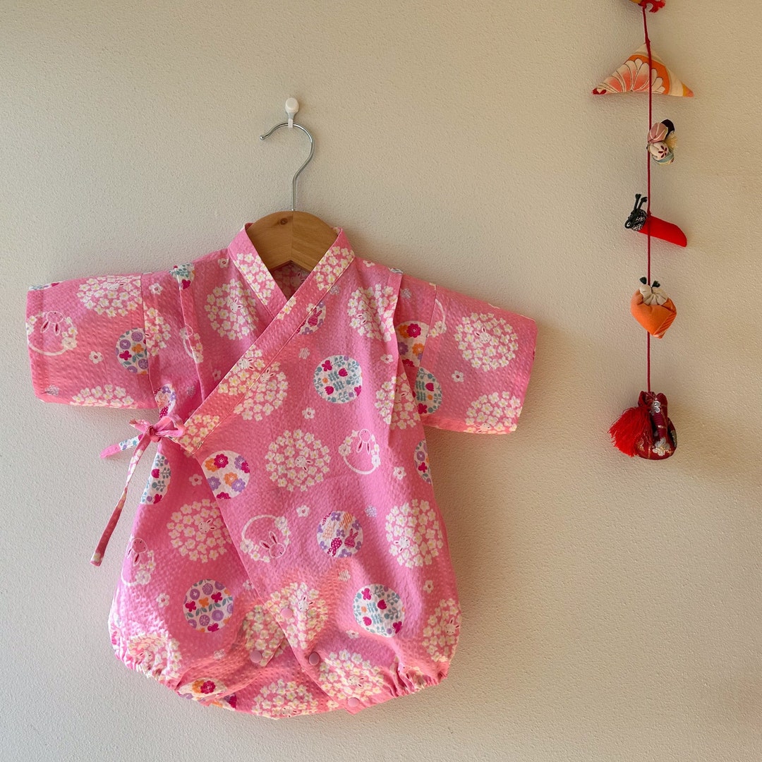 Rabbit-pattern Baby Kimono, Baby Jinbei, Spring, Birthday Present ...