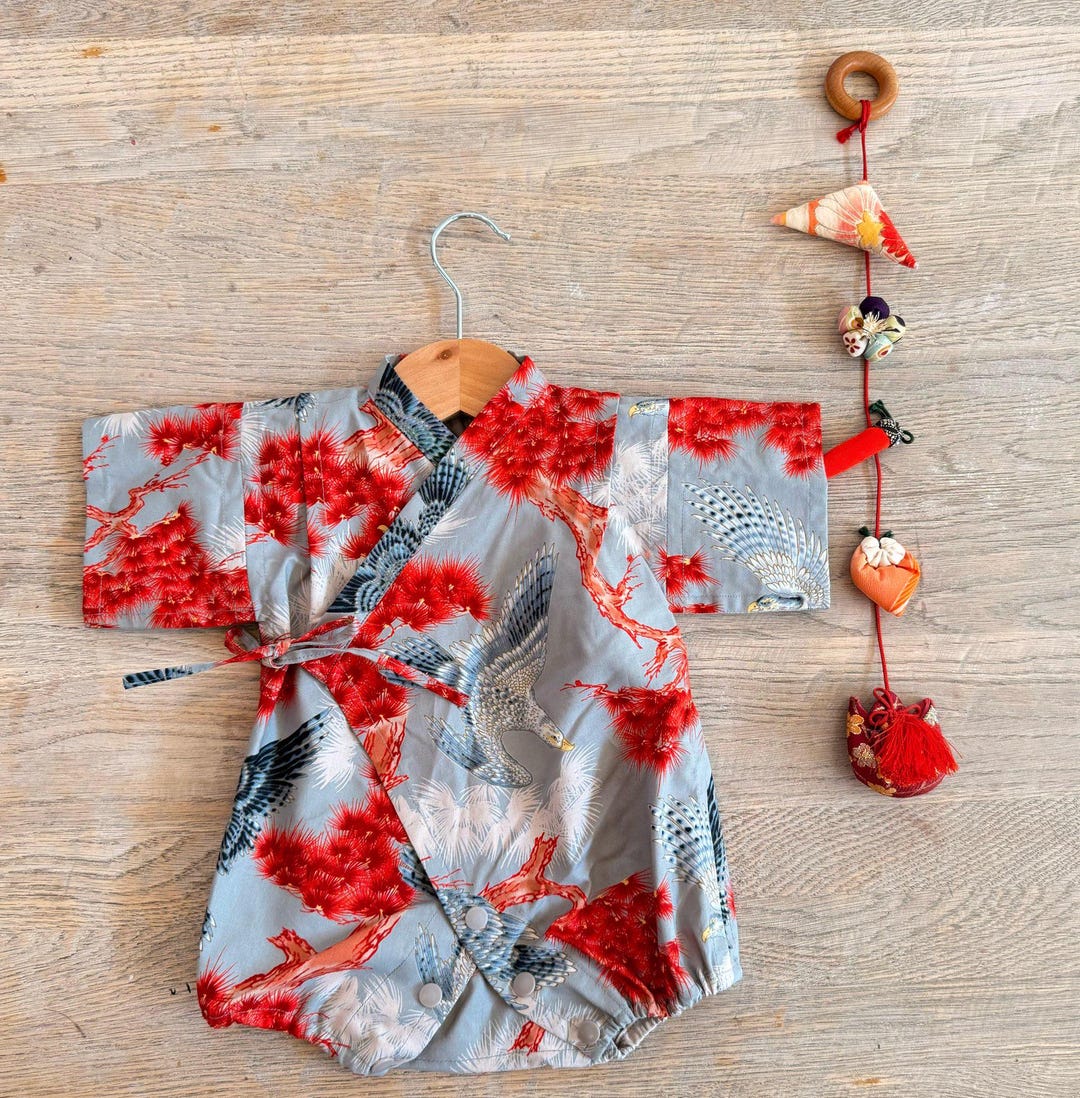 Baby Kimono, Eagle, Strength and Growth, Baby Jinbei, Birthday Present ...
