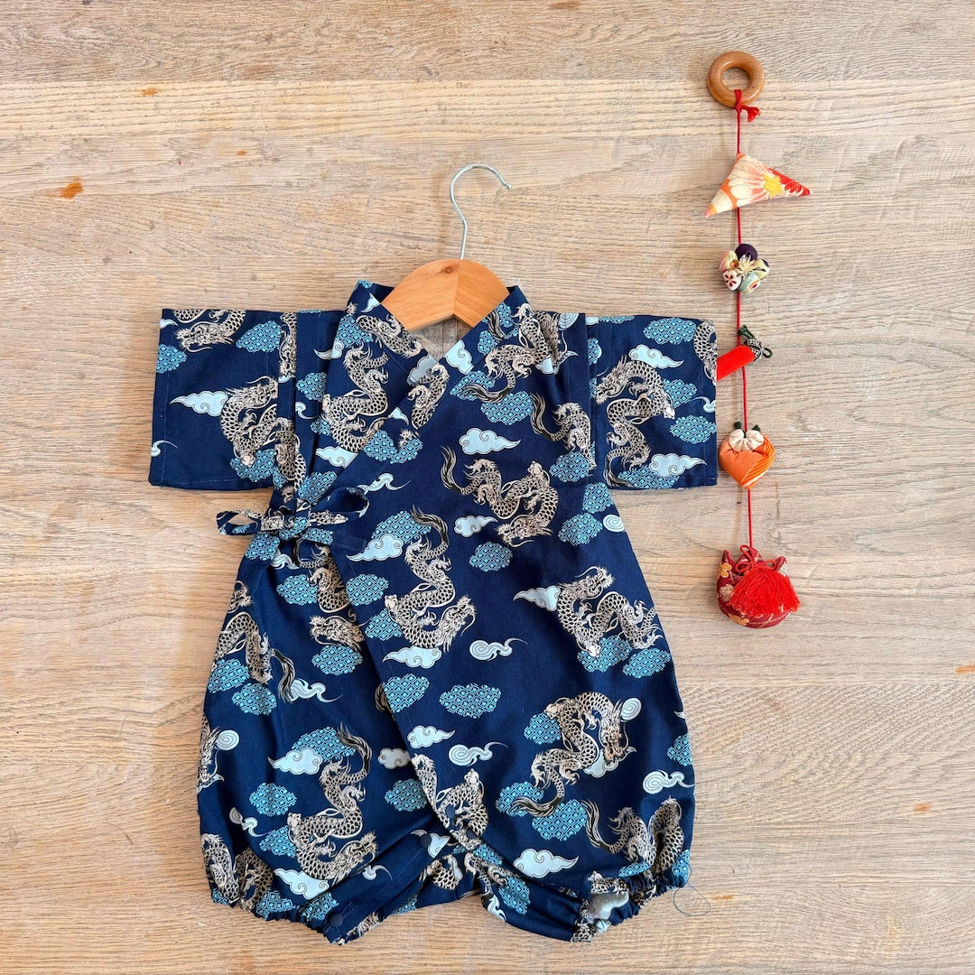 Dragon Baby Jinbei, Baby Kimono, Summer, Birthday Present, Asian, Made ...