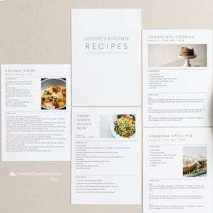 US LETTER SIZE Minimal Recipe Template Editable, Simple Printable ...