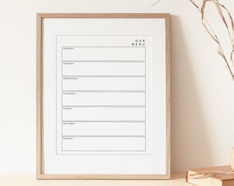Weekly Menu Sign Template - Etsy