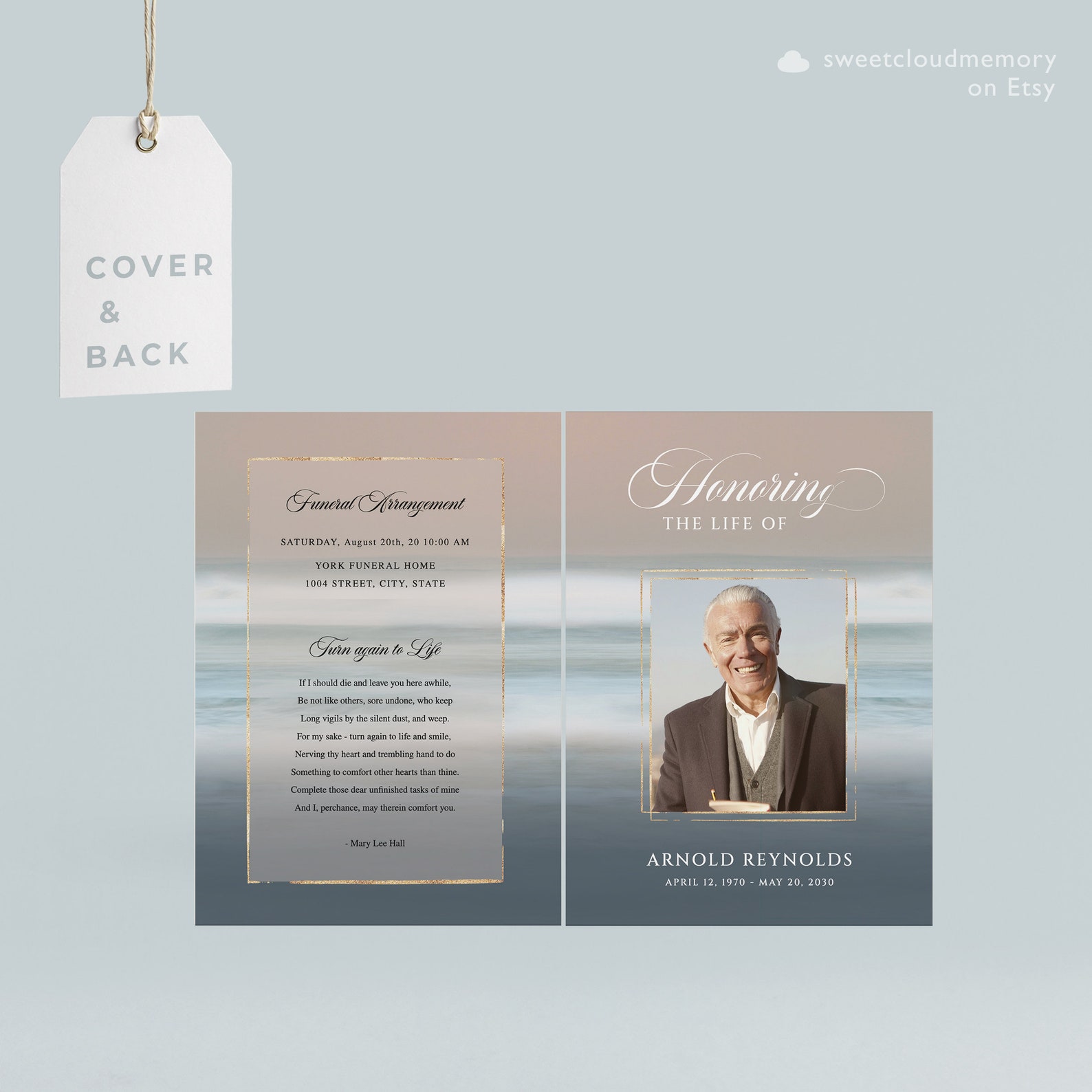 Ocean Funeral Program Template Seascape Funeral Memorial Program ...