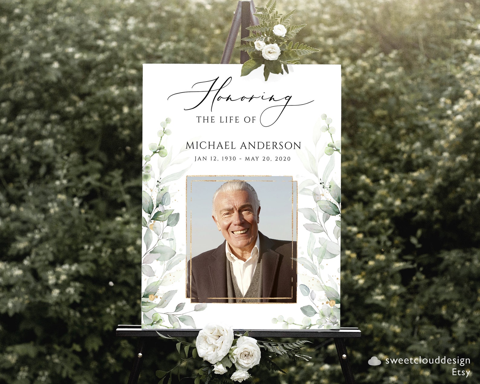 Green Leaves Celebrating the Life Sign Life Celebration Sign | Etsy