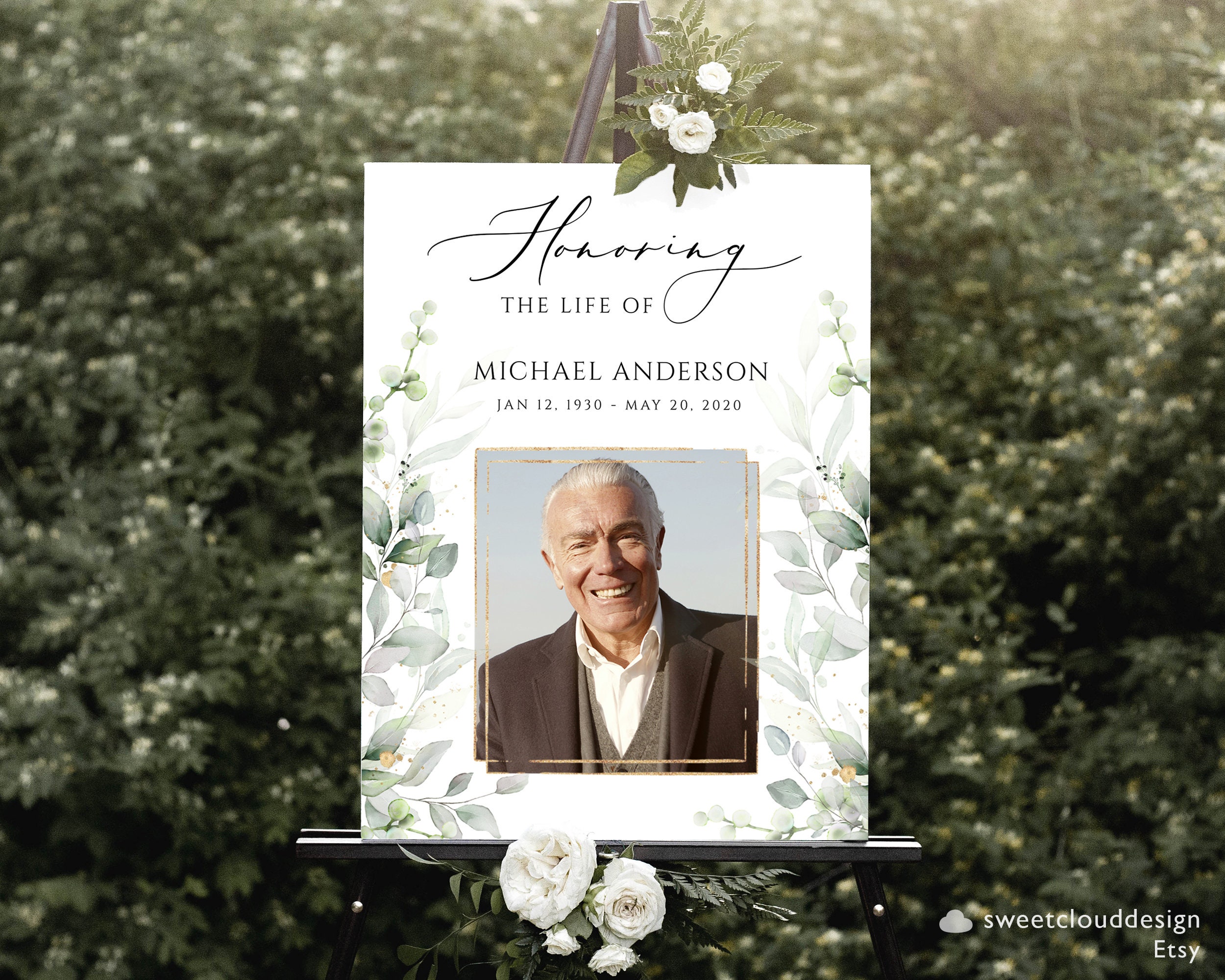 Green Leaves Celebrating the Life Sign Life Celebration Sign | Etsy