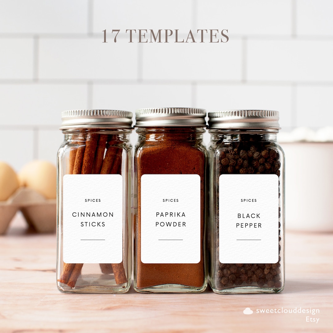 Editable Avery Spice Jar Labels Modern Minimalist Printable Spice Jar ...