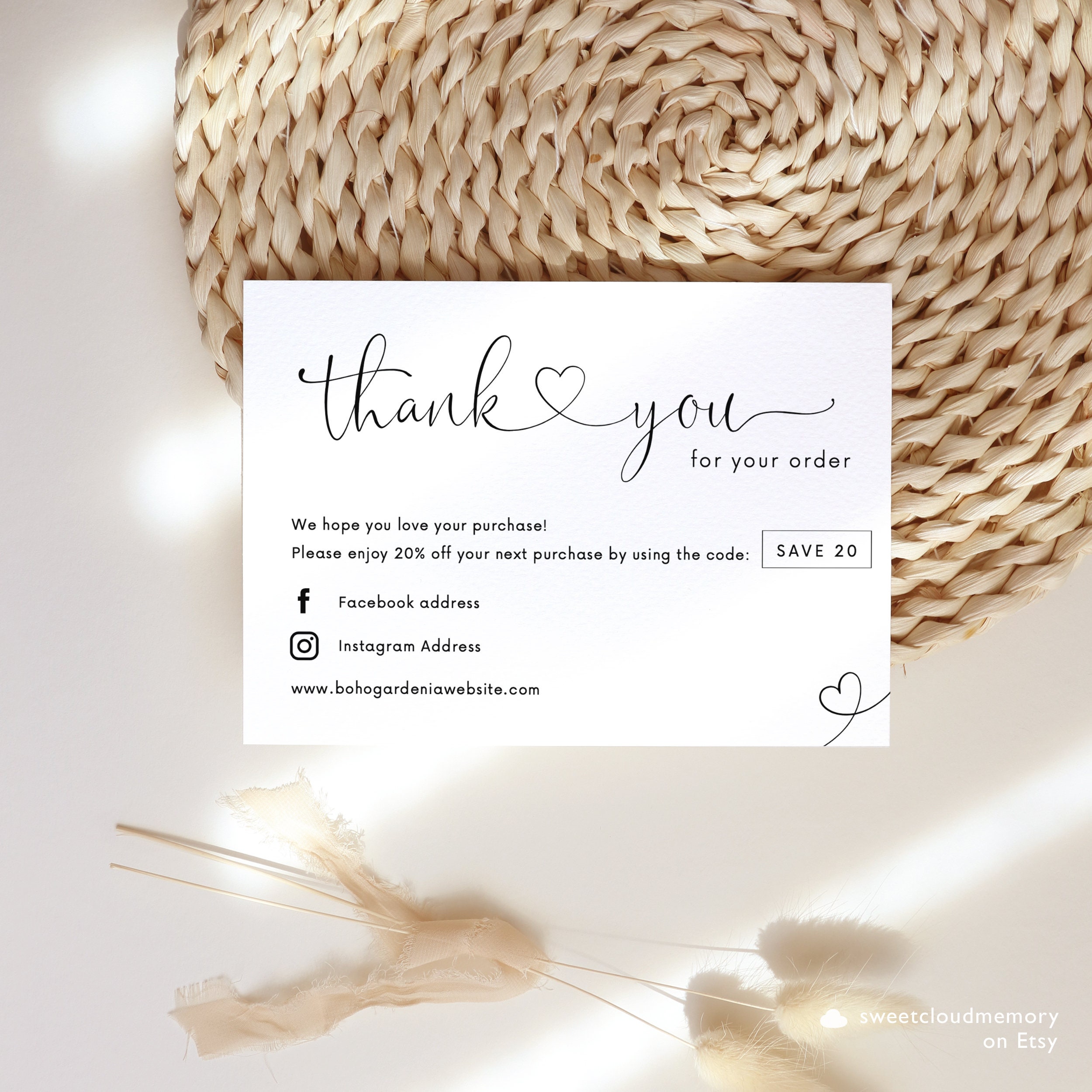 5 Sizes Business Thank You Card Template Simple Thank You - Etsy