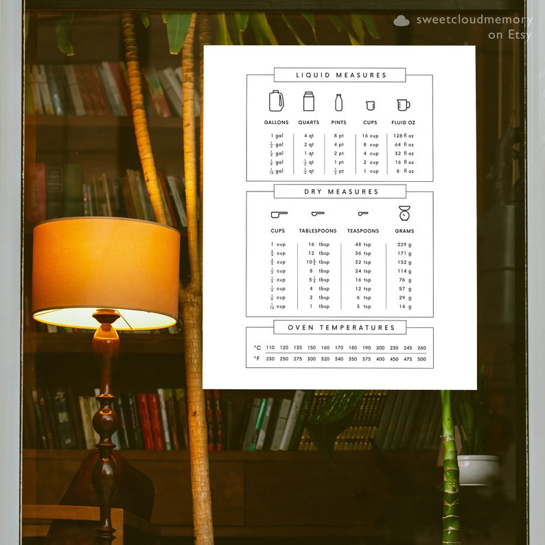 Kitchen Conversion Chart Oven Temperature Kitchen Guide - Etsy