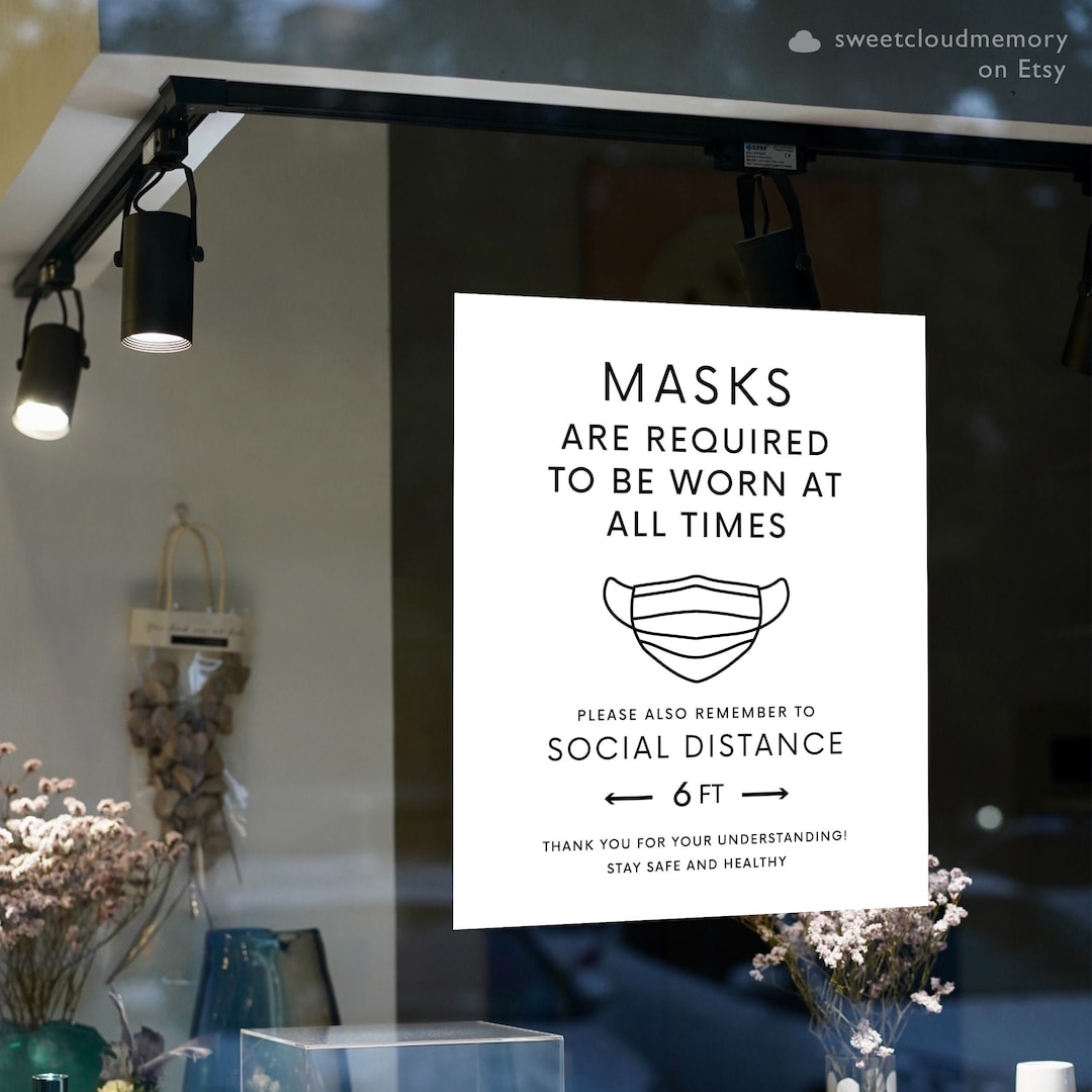 Simple Printable Mask Sign Template Editable Mask Signs Keep Safe Sign ...