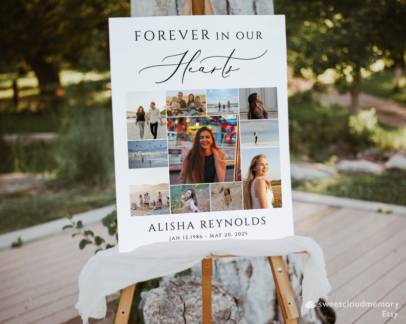 Memorial Collage Poster Funeral Simple Collage Poster Sign Poster ...