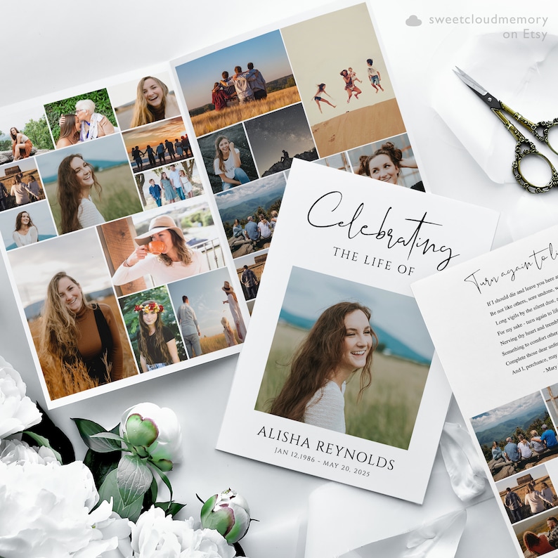 Funeral Program Collage Template Simple Photo Funeral Program Memorial ...