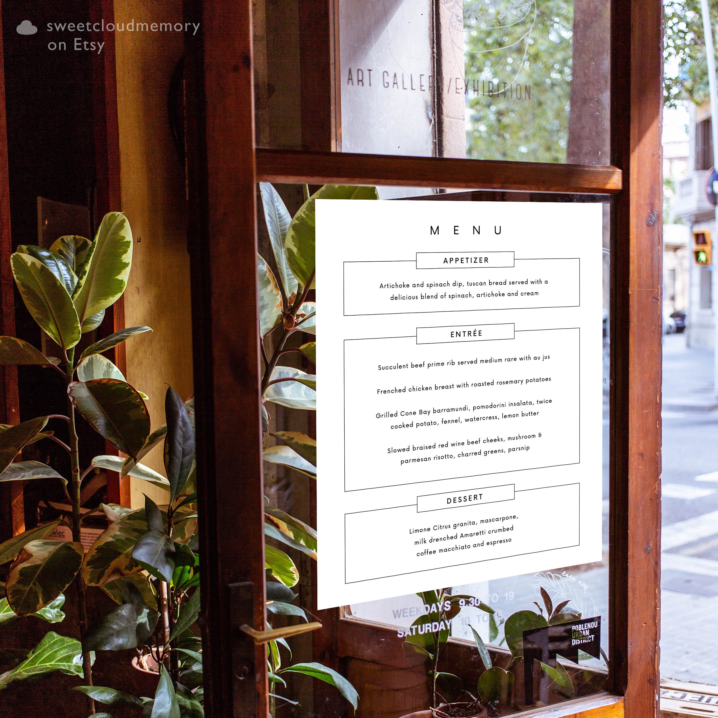 Simple Menu Card Template Editable Minimal Menu Sign Modern | Etsy