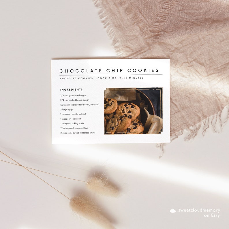 Modern Recipe Card Template Editable Gold Frame Recipe Card - Etsy
