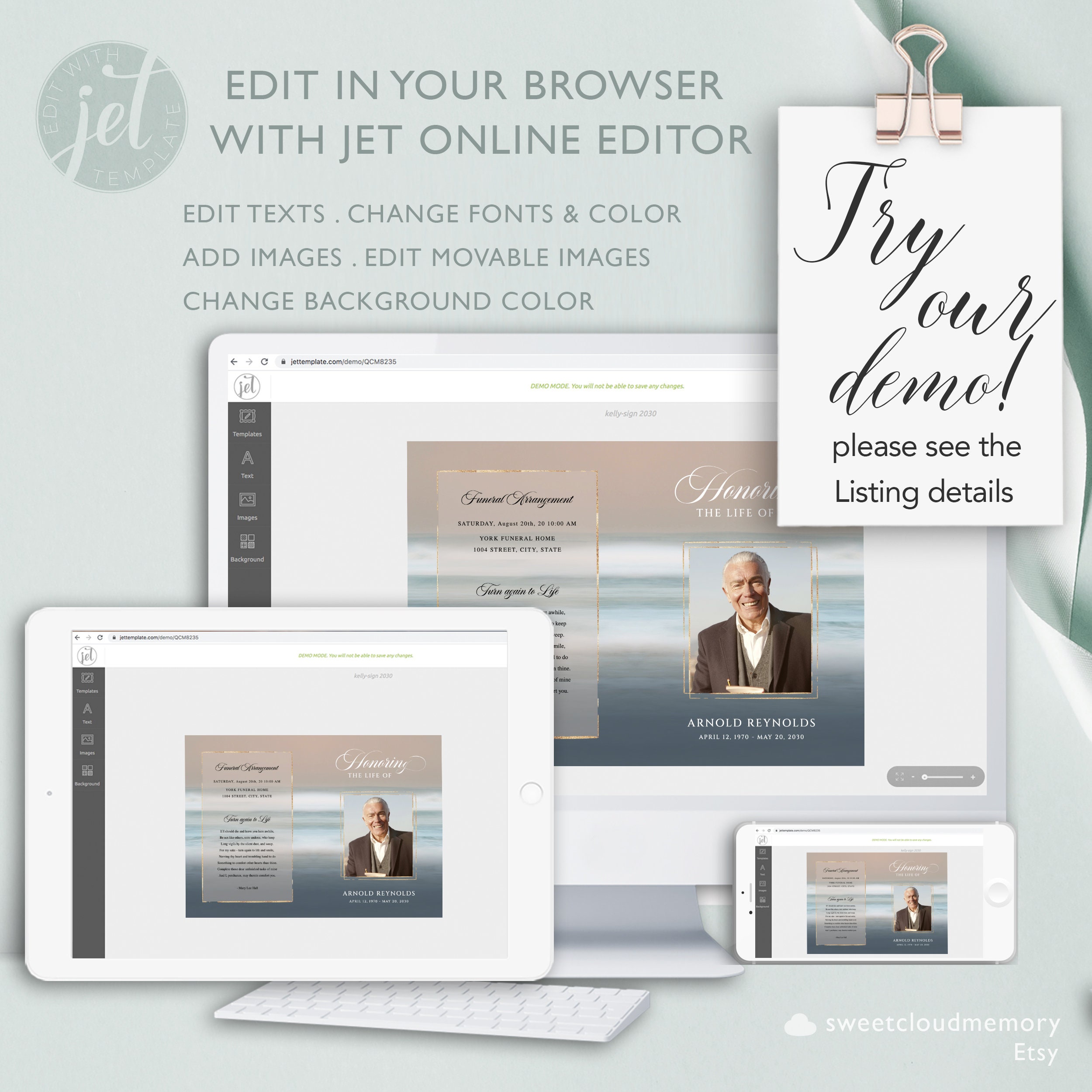 Ocean Funeral Program Template Seascape Funeral Memorial - Etsy