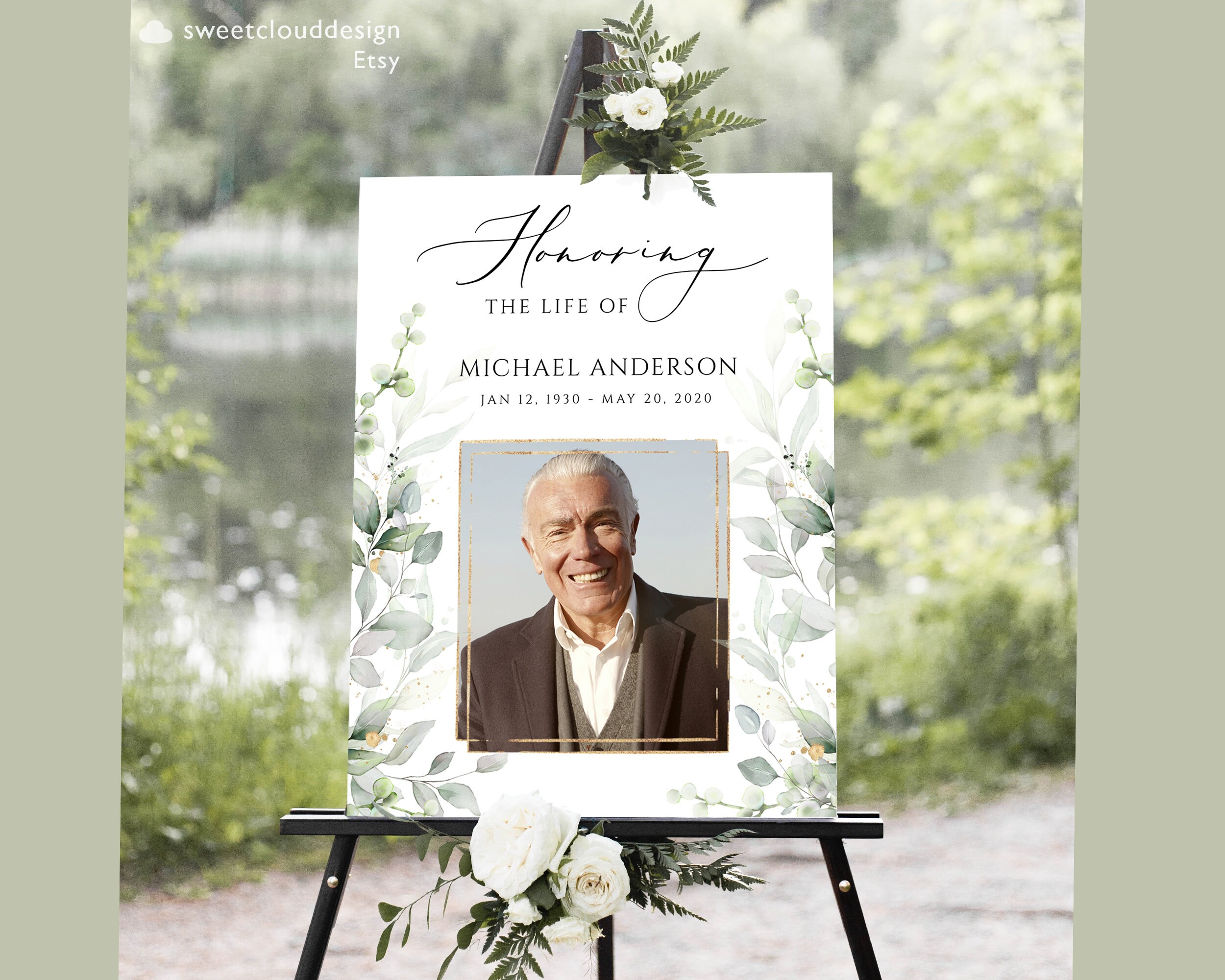 Green Leaves Celebrating the Life Sign Life Celebration Sign | Etsy