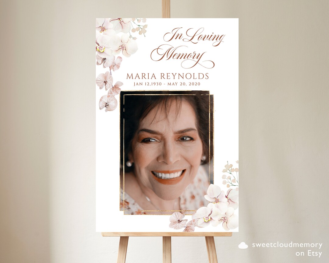 Orchid Funeral Welcome Sign White Floral Celebration of Life Sign ...