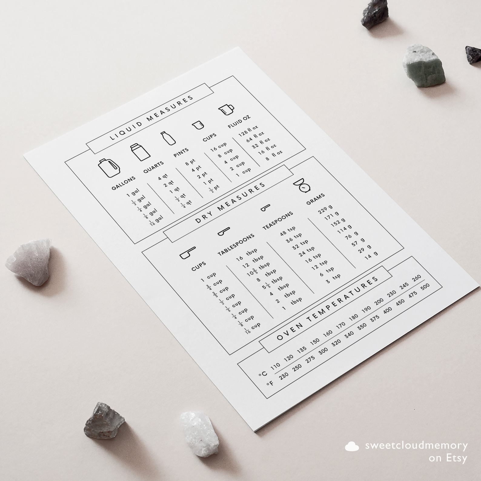 Kitchen Conversion Chart Oven Temperature Kitchen Guide - Etsy