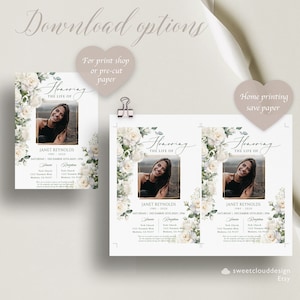White Rose Funeral Invitation Template White Rose Photo Celebration of ...