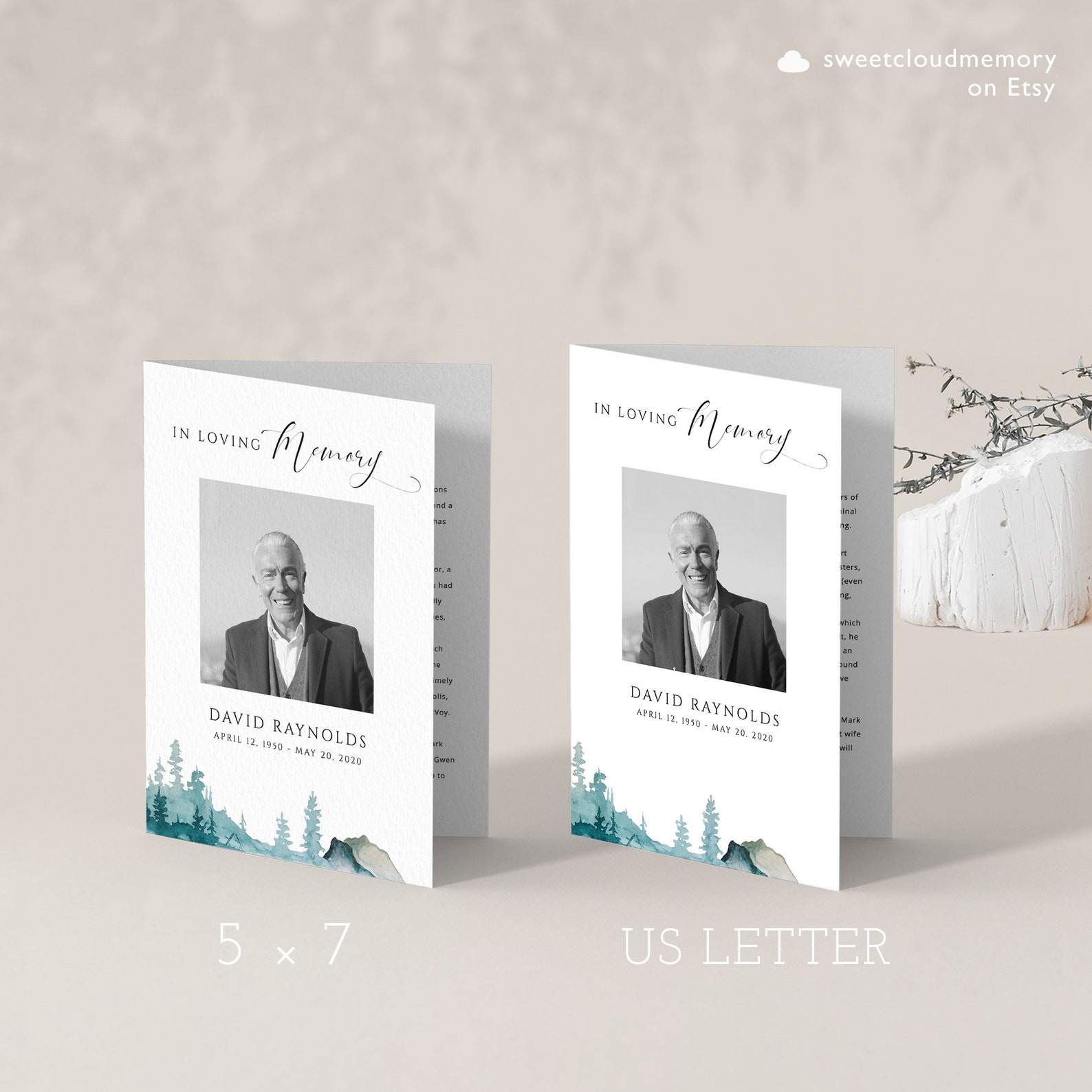 Classic Funeral Program Template Funeral Memorial Program - Etsy