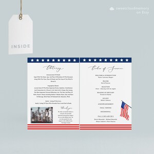 Veteran Funeral Program Template American Flag for Service Members or ...