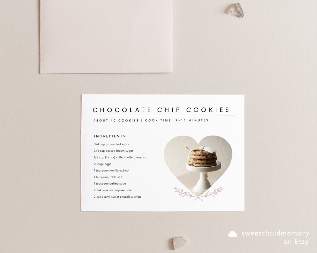 Heart Recipe Card Template Valentines Recipe Cards Editable Heart Frame ...