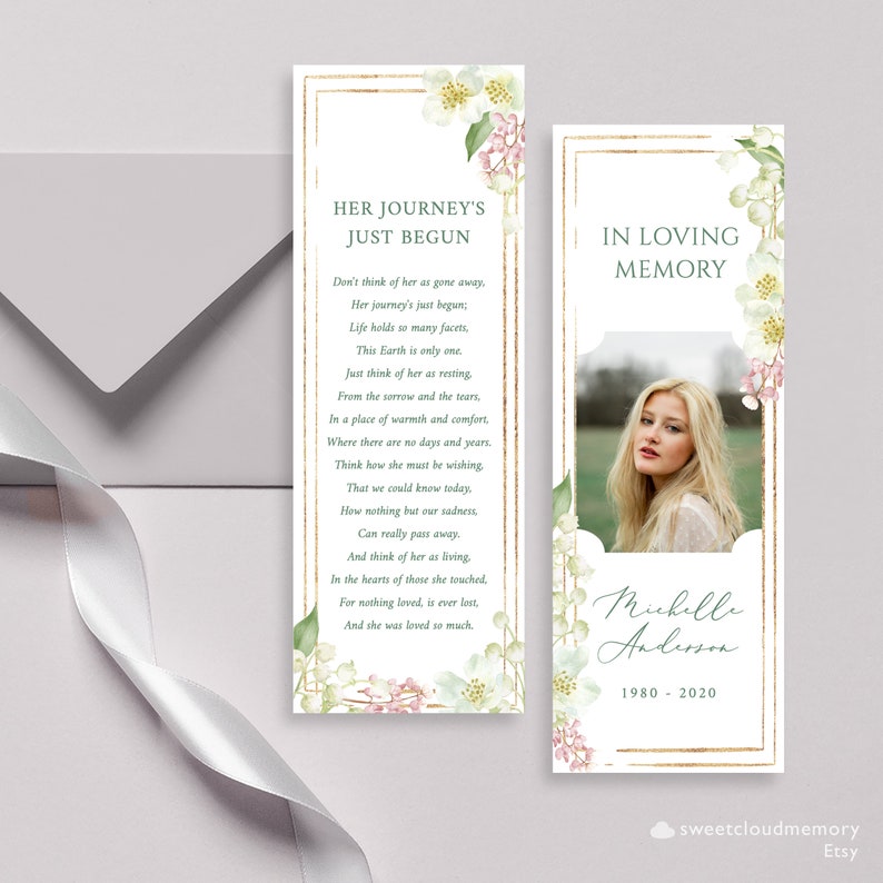 Lily of the Valley Floral Funeral Bookmark Template White Flower ...