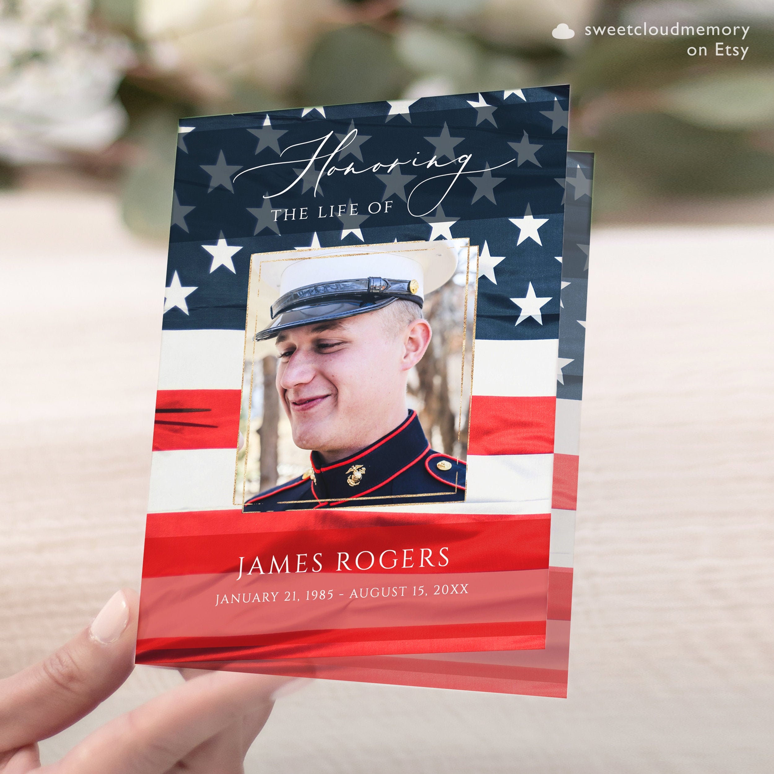 Funeral Program Template Marine - Etsy