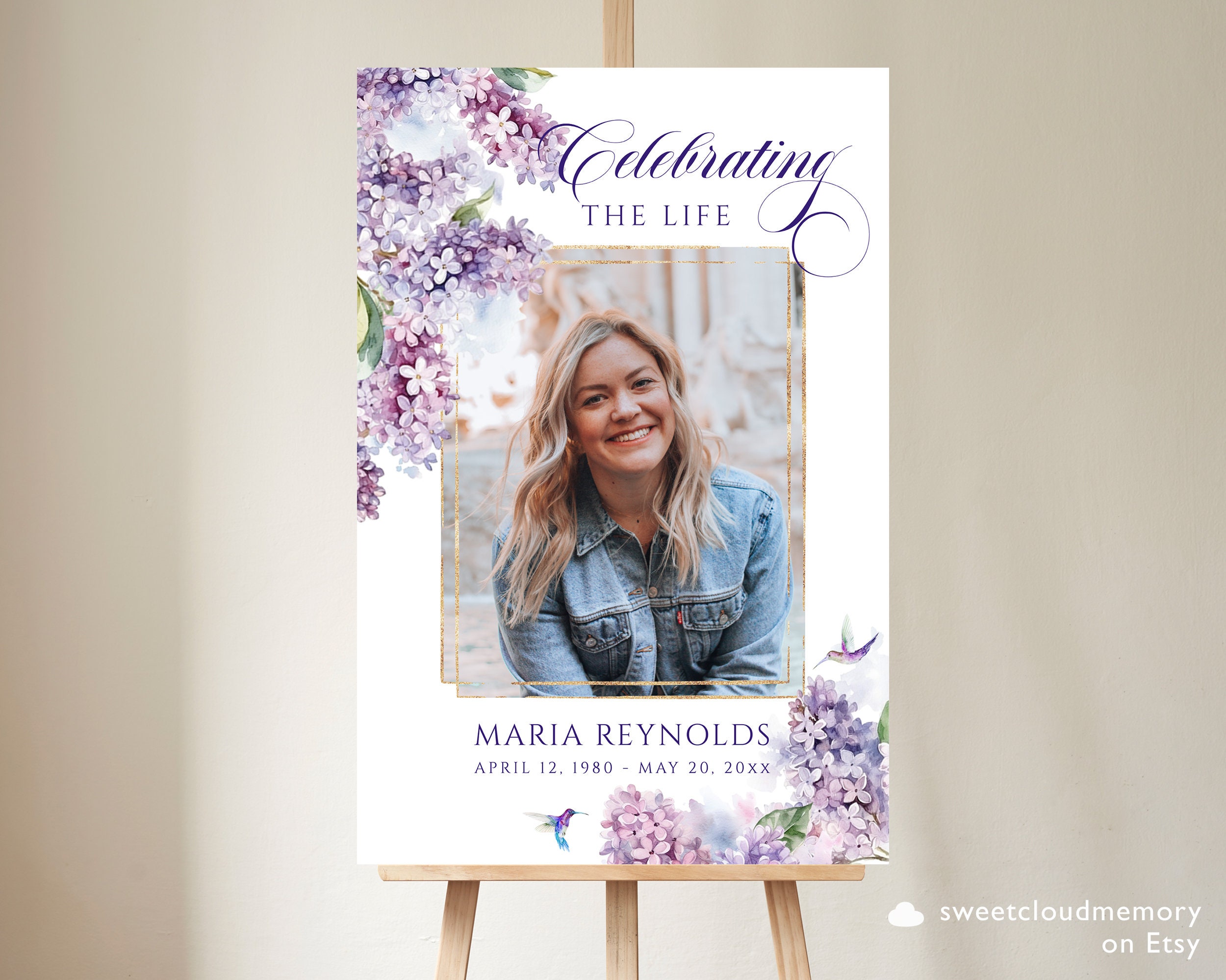 Lilac Floral Funeral Sign Lilac Humming Bird Memorial Service Violet ...