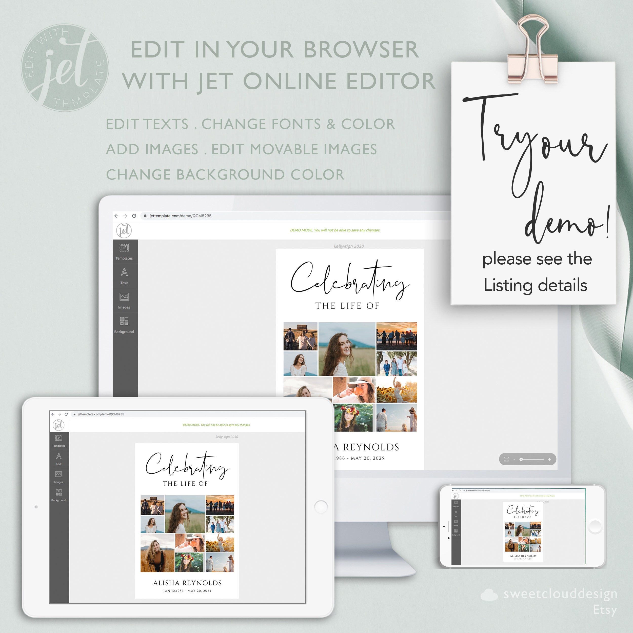 Funeral Welcome Collage Sign Simple Funeral Multiple Photo - Etsy