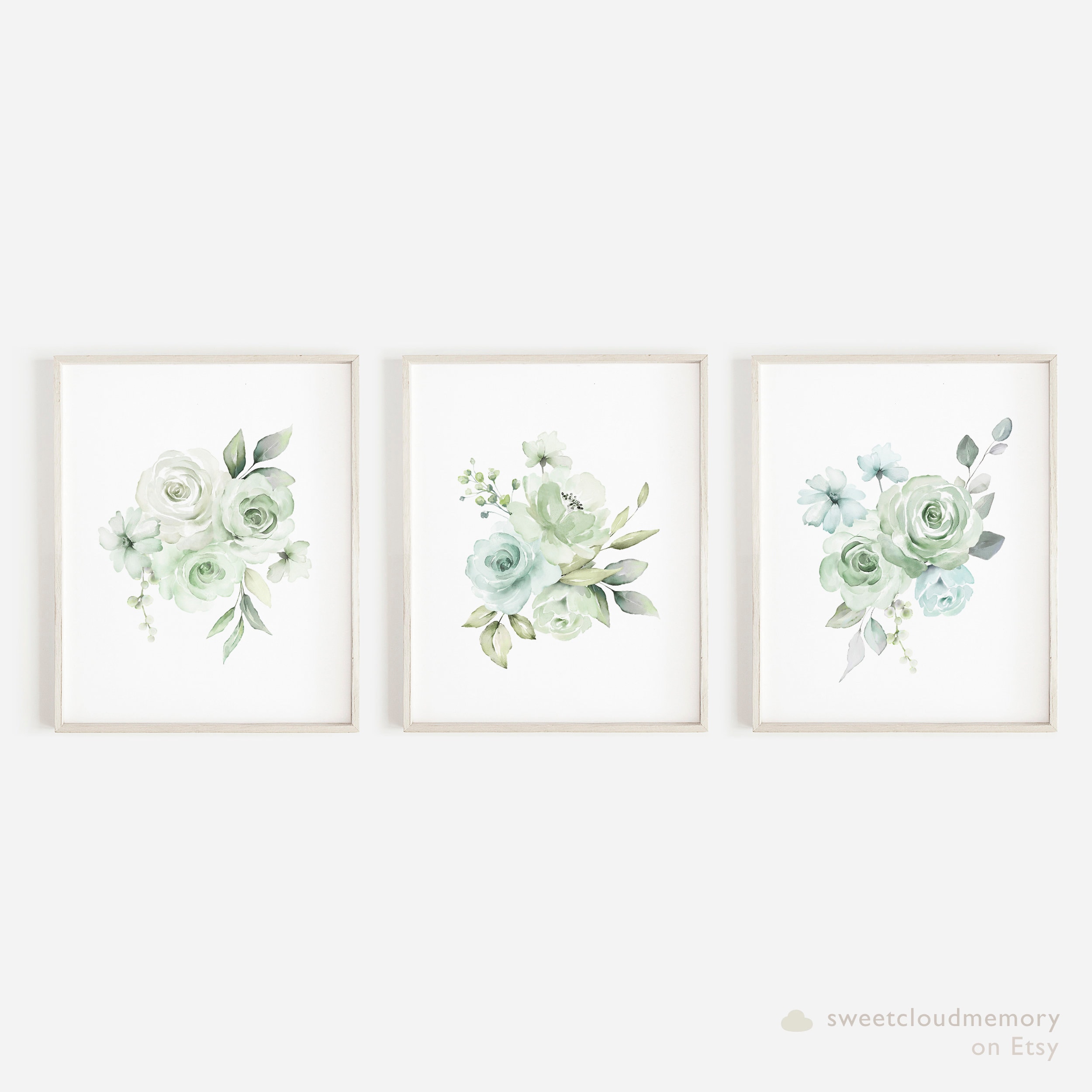 Watercolor Green Flower Prints Abstract Nursery Decor Painting | Etsy