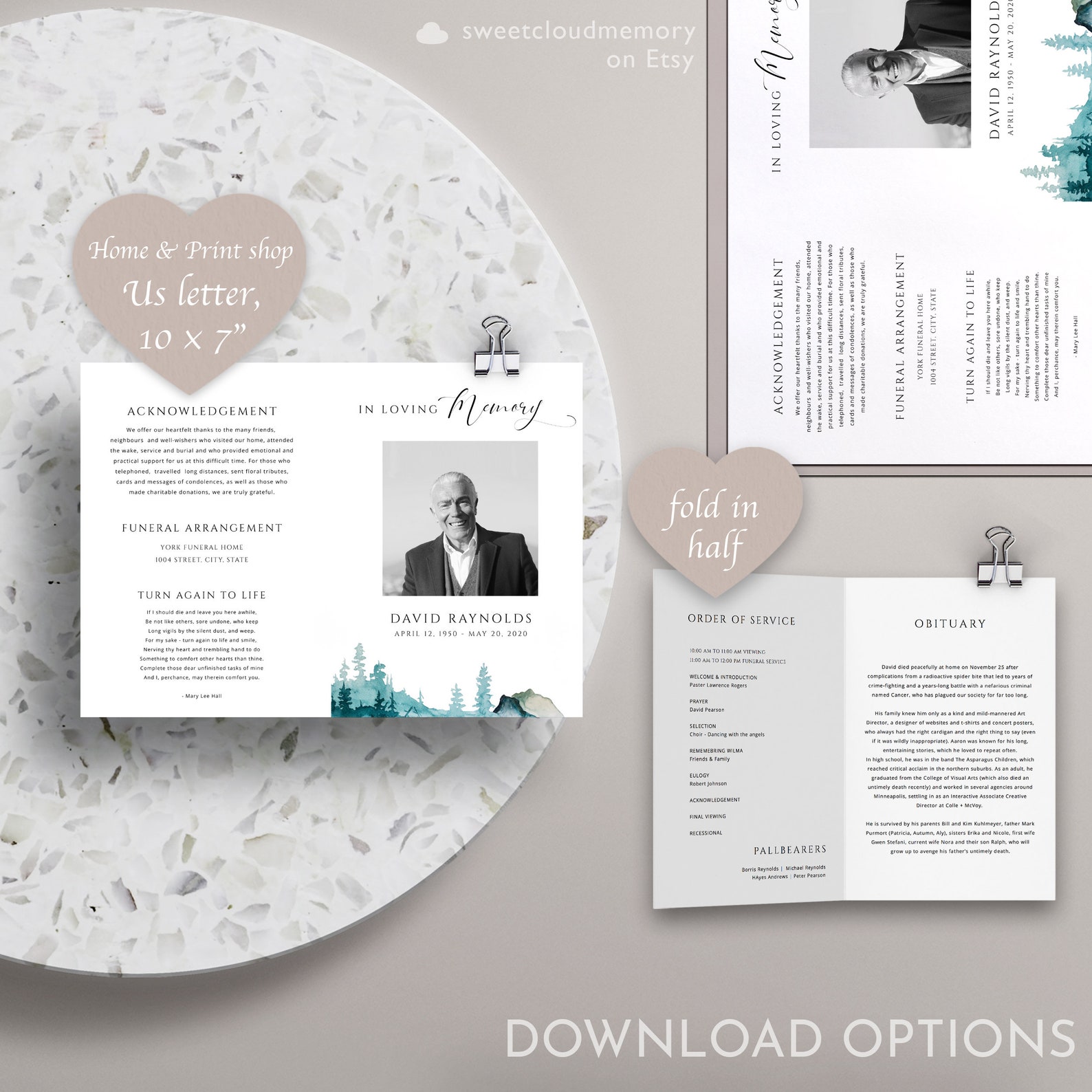 Classic Funeral Program Template Funeral Memorial Program - Etsy