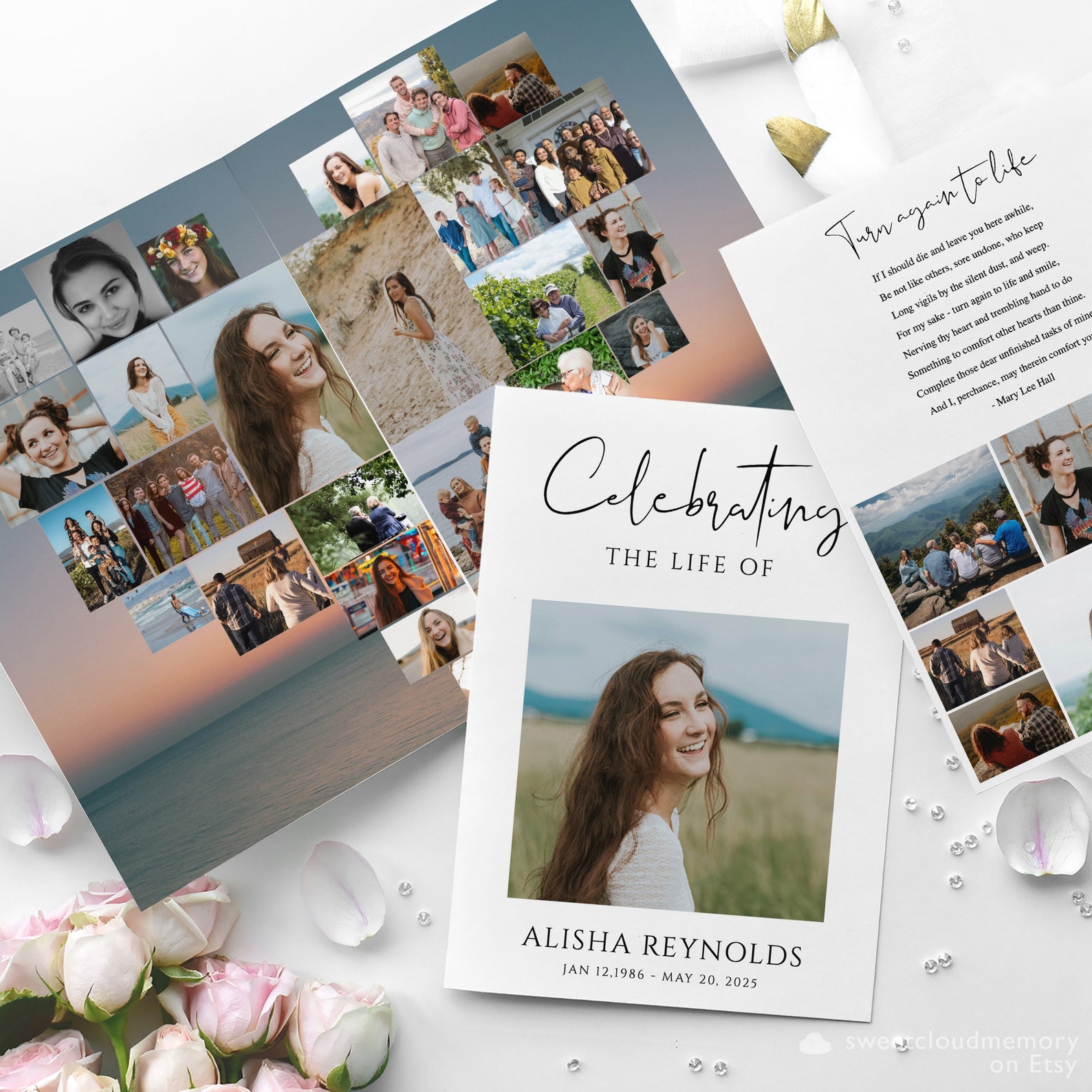 Funeral Program Collage Template Heart Collage Program Simple - Etsy