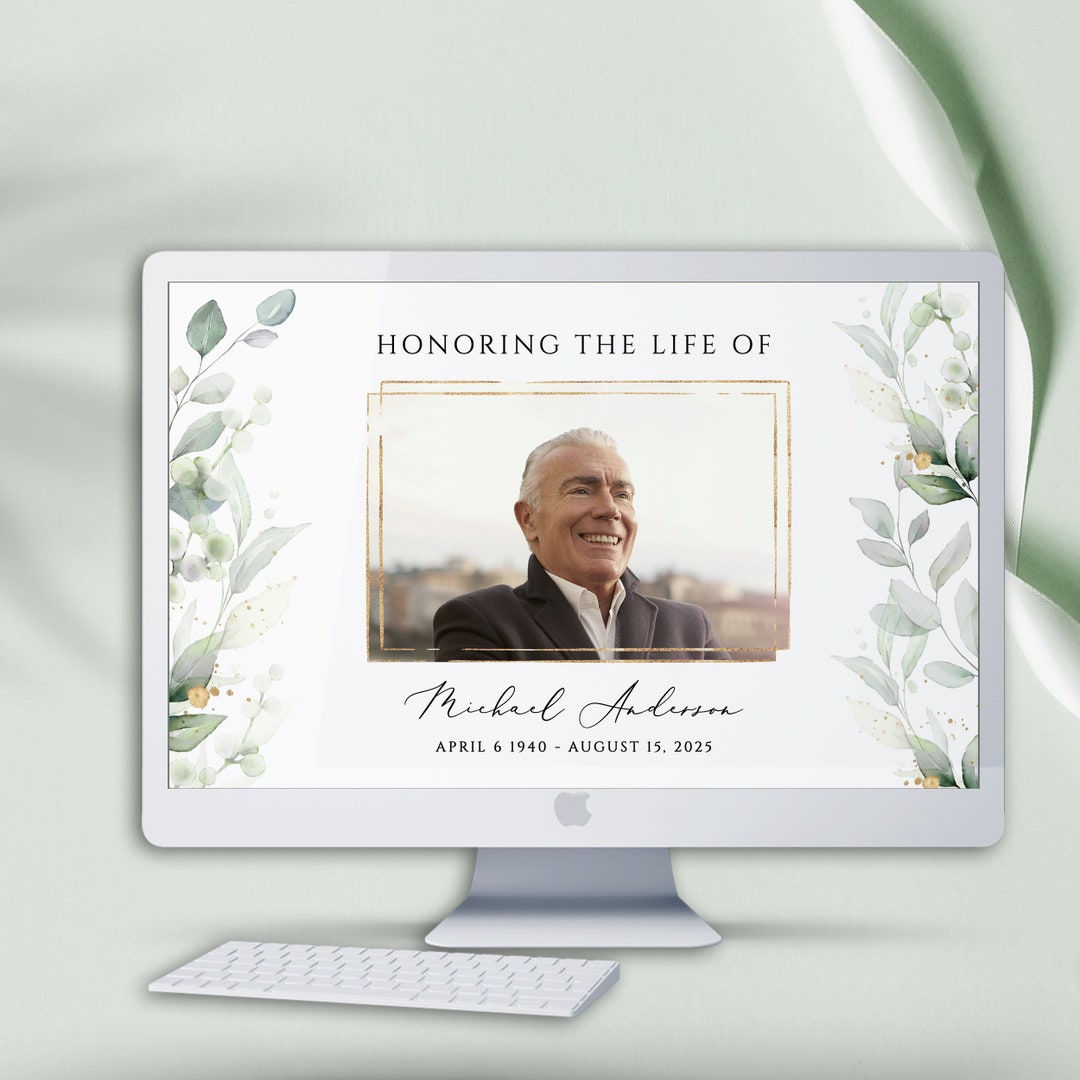 Greenery Screen Photo Funeral Background Template for Screen Memorial ...