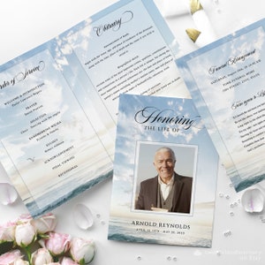 Blue Sky Funeral Program Template Ocean Sky Funeral Memorial Program ...